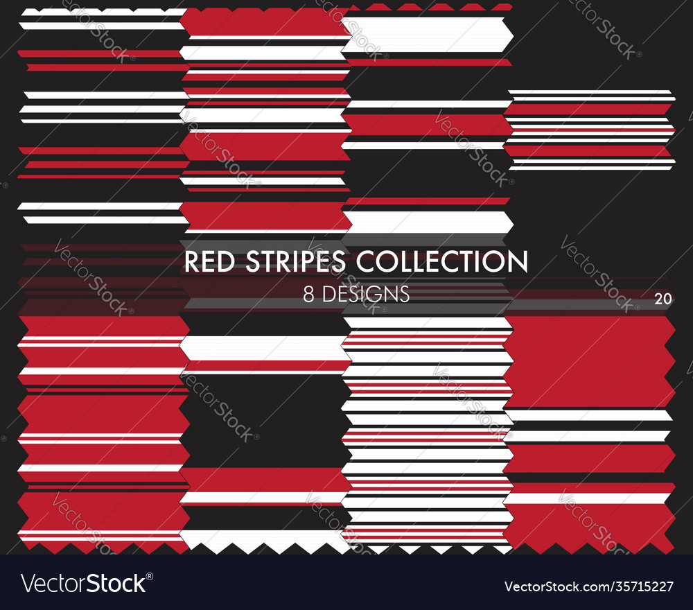 Red stripe seamless pattern collection Royalty Free Vector