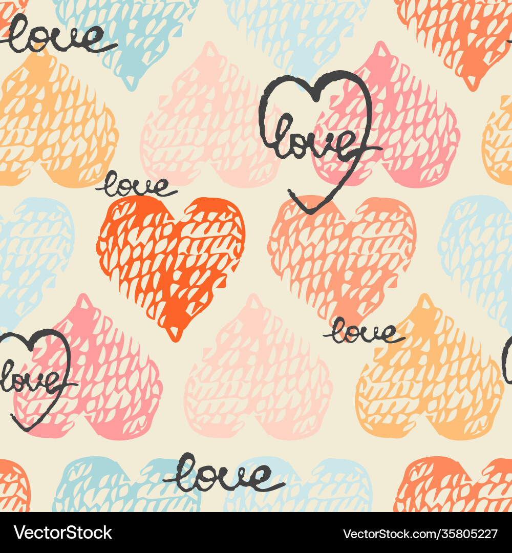 Seamless abstract background with colorful heart Vector Image