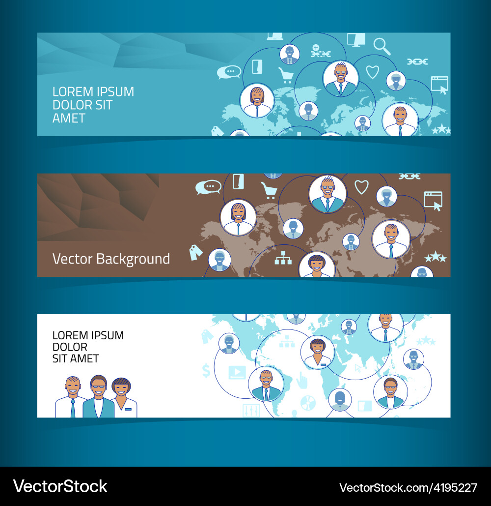 Set of horizontal banners headers business network