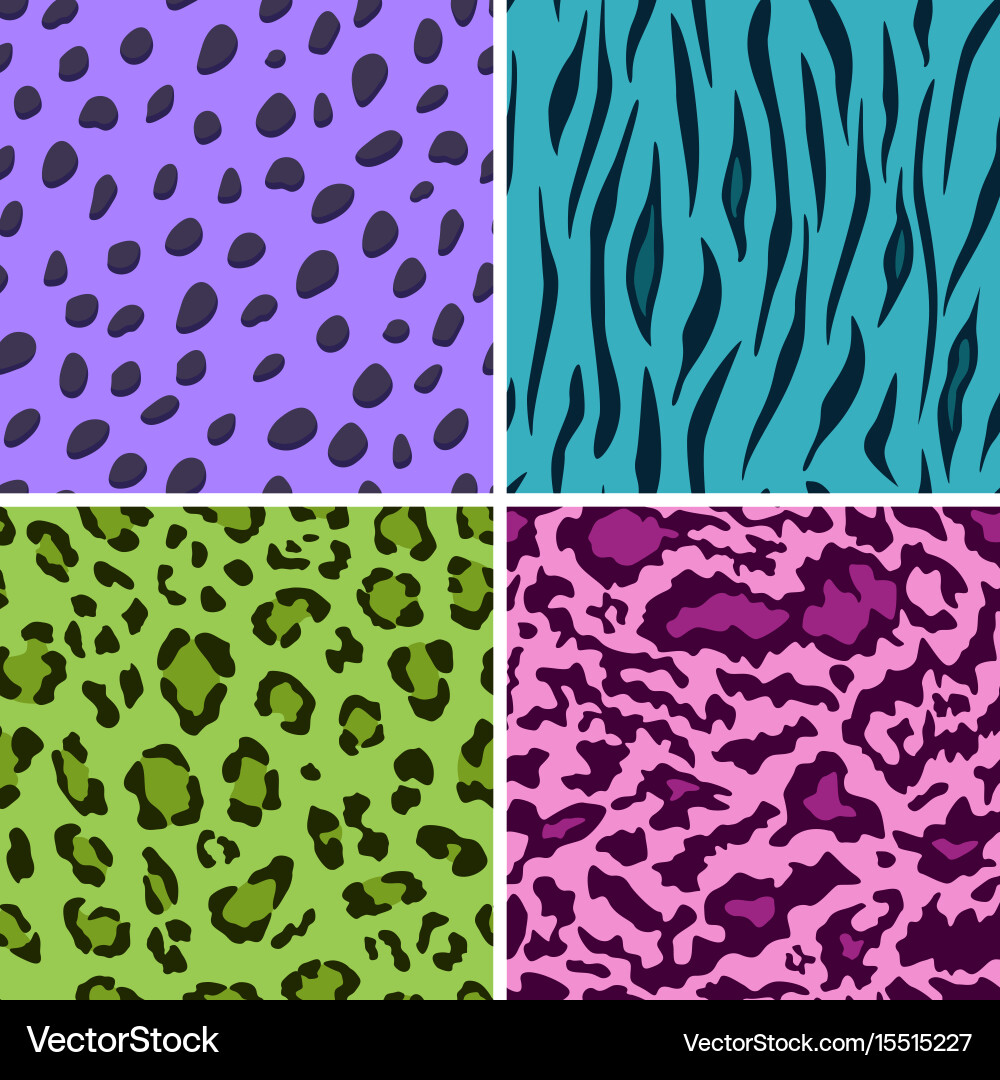 Set of seamless animal bright color patterns Vector Image