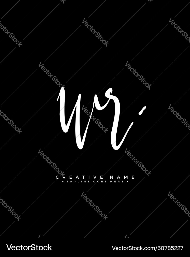 W r wr initial logo signature handwriting Vector Image