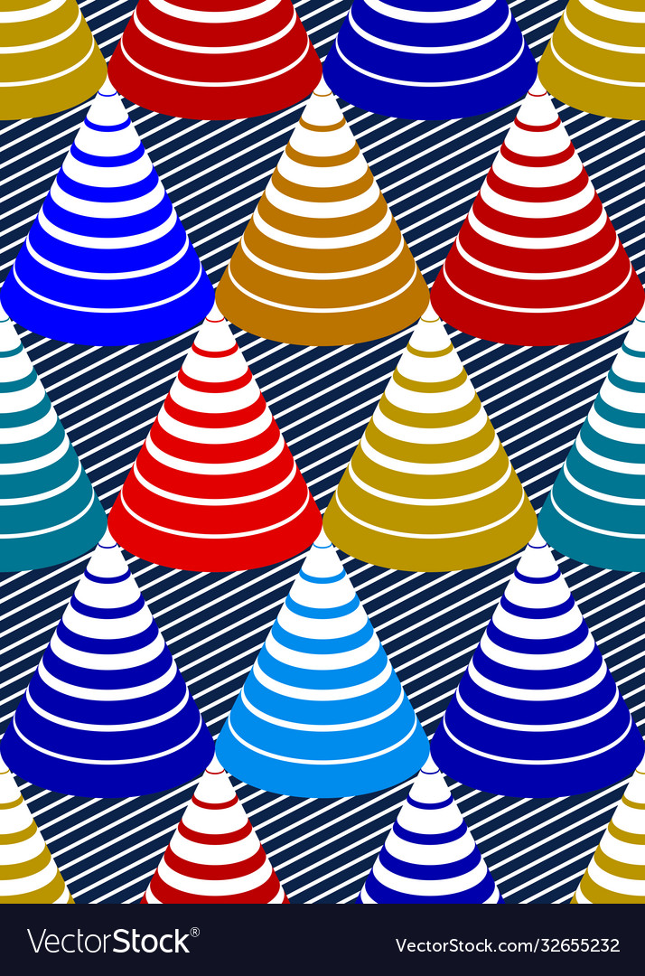 3d cones optical seamless pattern repeat tiling Vector Image