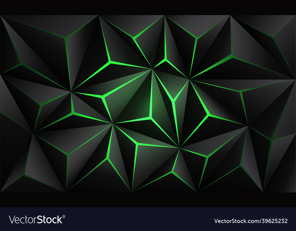 Abstract black polygon green light futuristic Vector Image Abstract black polygon green light futuristic Vector Image