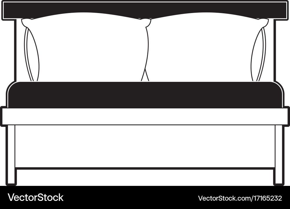 Bed wooden with pillows black color section Vector Image