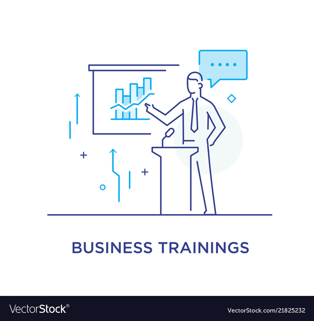 Business coach at blackboard training Royalty Free Vector