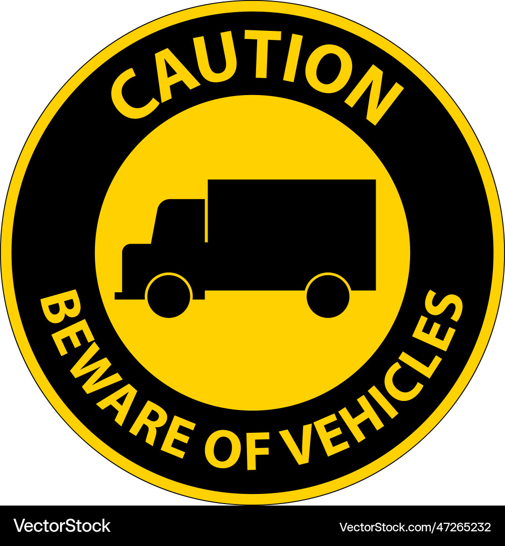 Caution beware of vehicles sign on white Vector Image