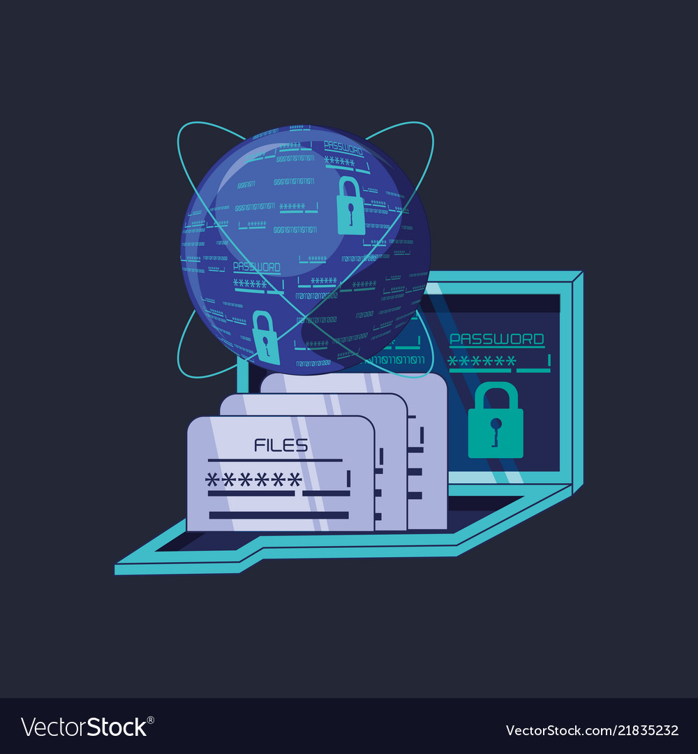 Data security with laptop Royalty Free Vector Image