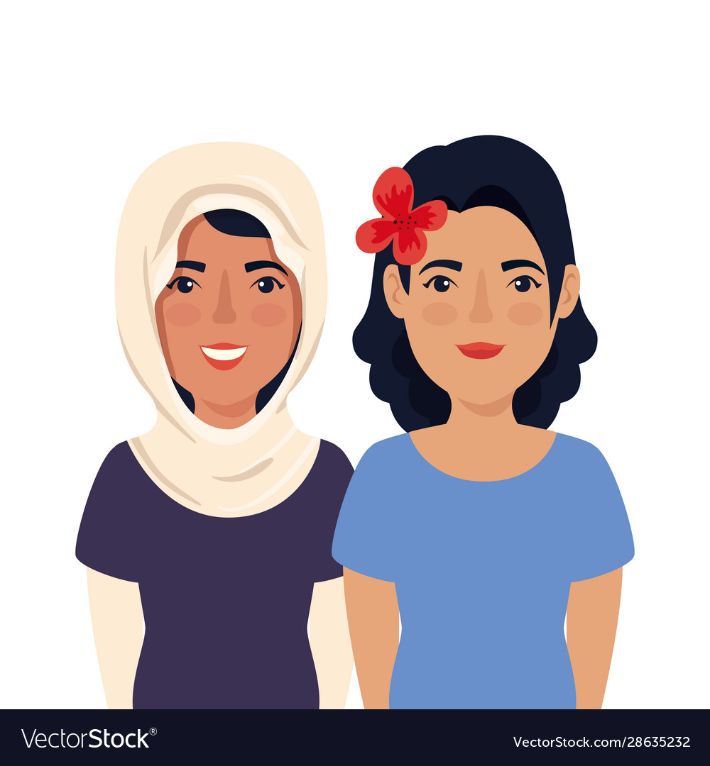 Group Beautiful Women Avatar Character Royalty Free Vector