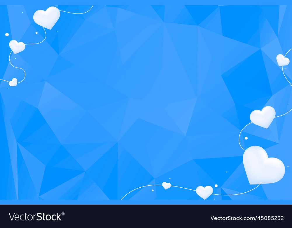 Heart string border blue prism pattern background Vector Image