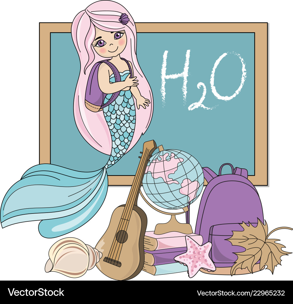 Mermaid school autumn sea Royalty Free Vector Image