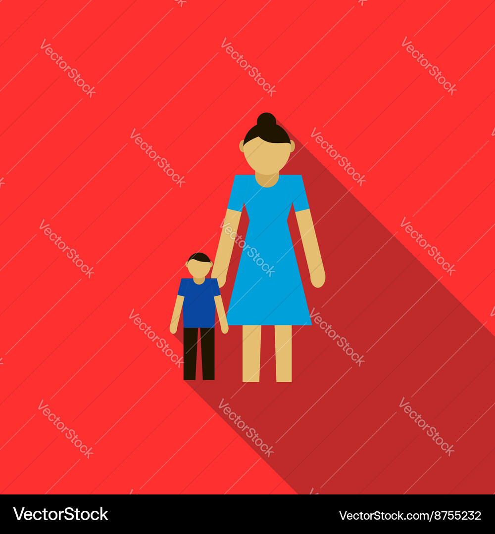 Mother and son icon flat style Royalty Free Vector Image