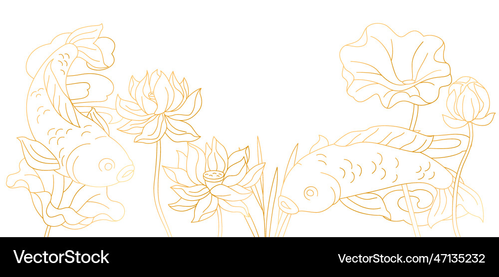 Oriental fish and lotus chinese Royalty Free Vector Image