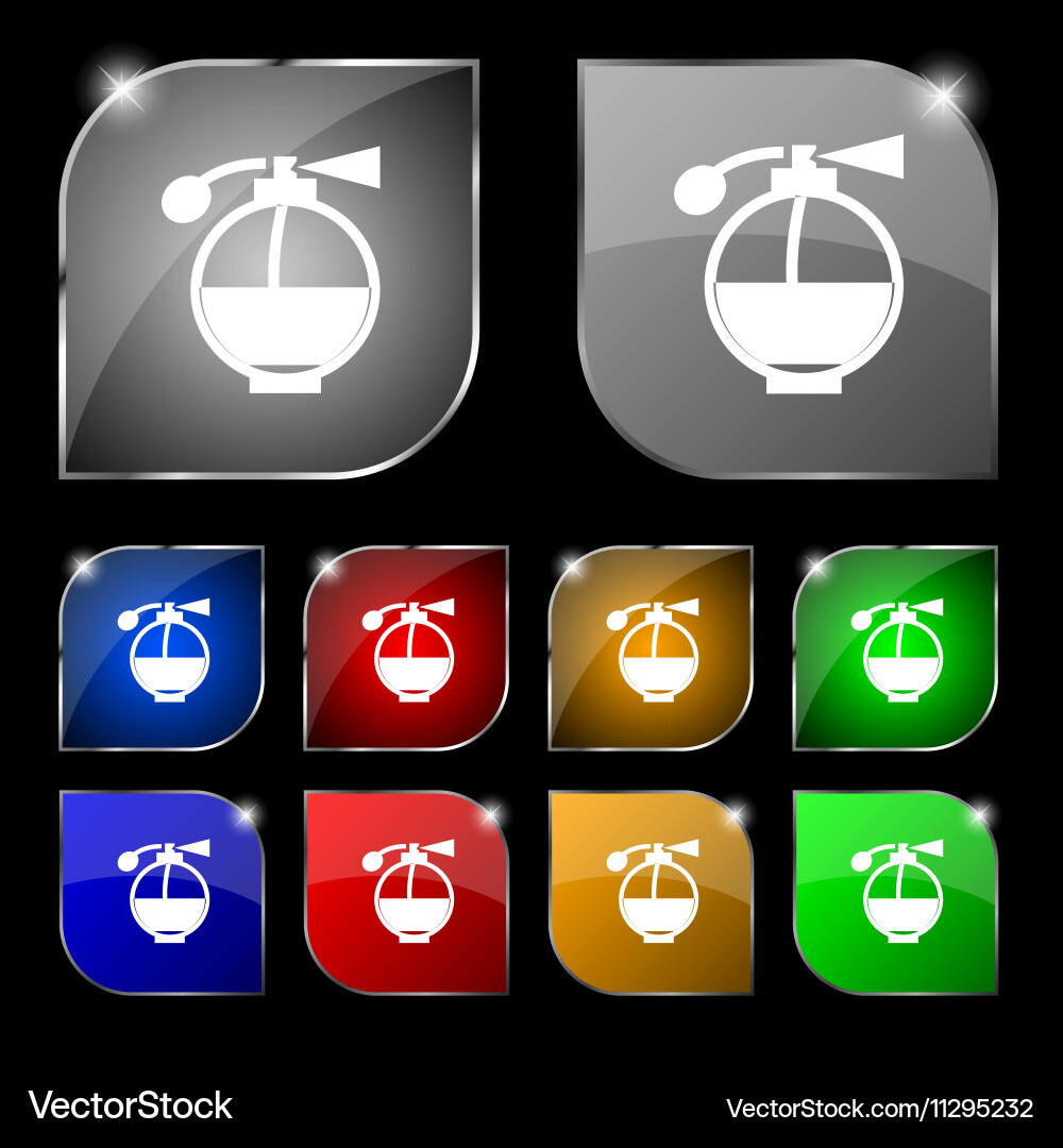 Perfume icon sign set ten colorful buttons Vector Image