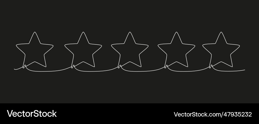 Rating stars one single hand drawing line Vector Image