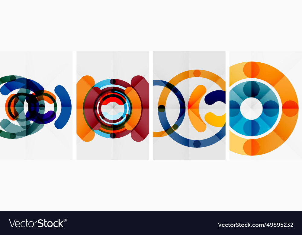 Set of line design circle posters Royalty Free Vector Image