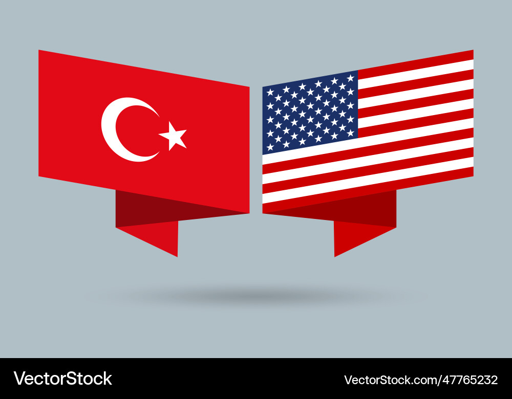 Turkey and usa flags american turkish Royalty Free Vector