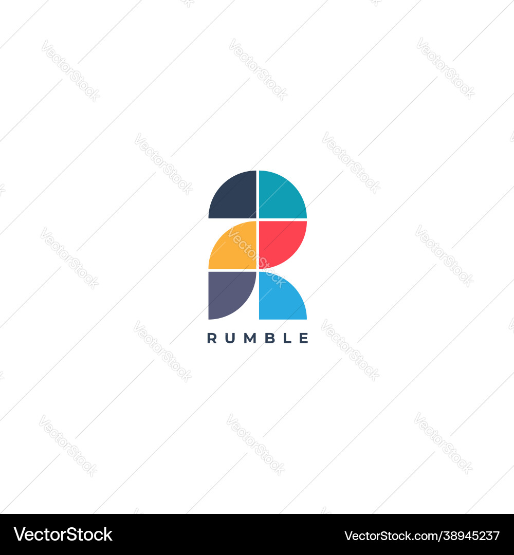 Abstract simple tiles letter r logo shape design Vector Image