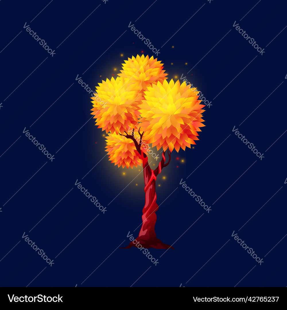 Cartoon fantasy luminous alien tree magic plant Vector Image