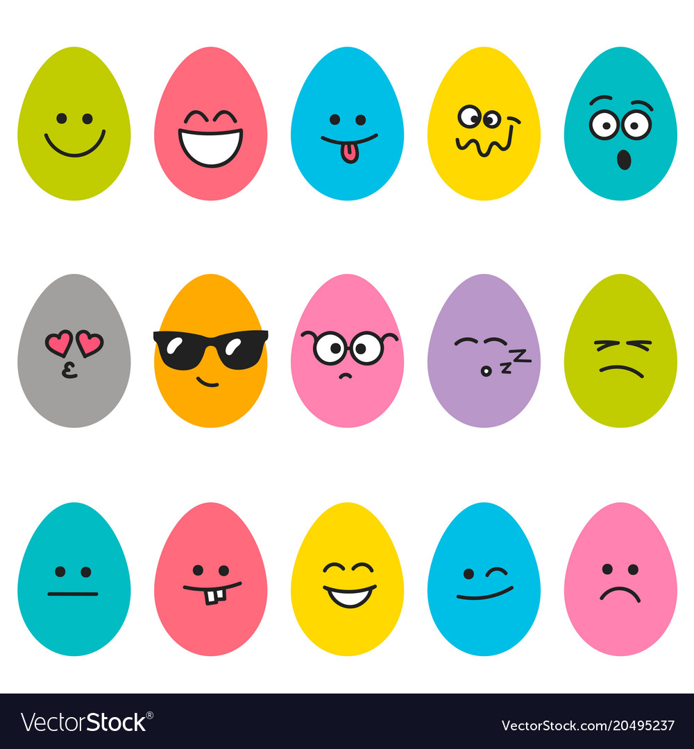Cute easter eggs with different emotions Vector Image