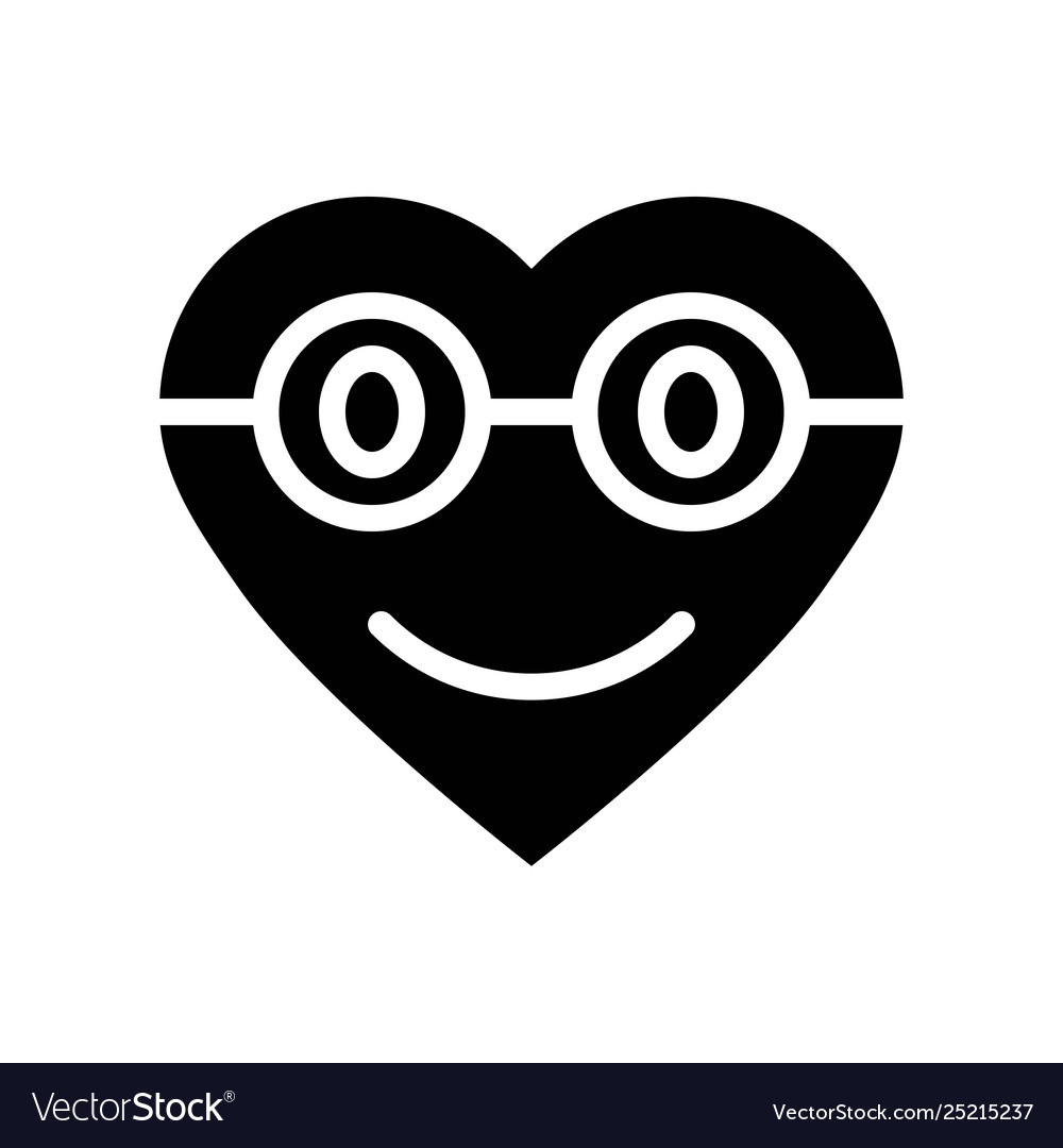 Heart emoticon isolated solid style icon Vector Image