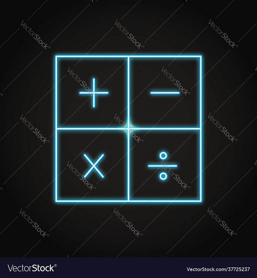 Neon basic math operations icon in line style Vector Image