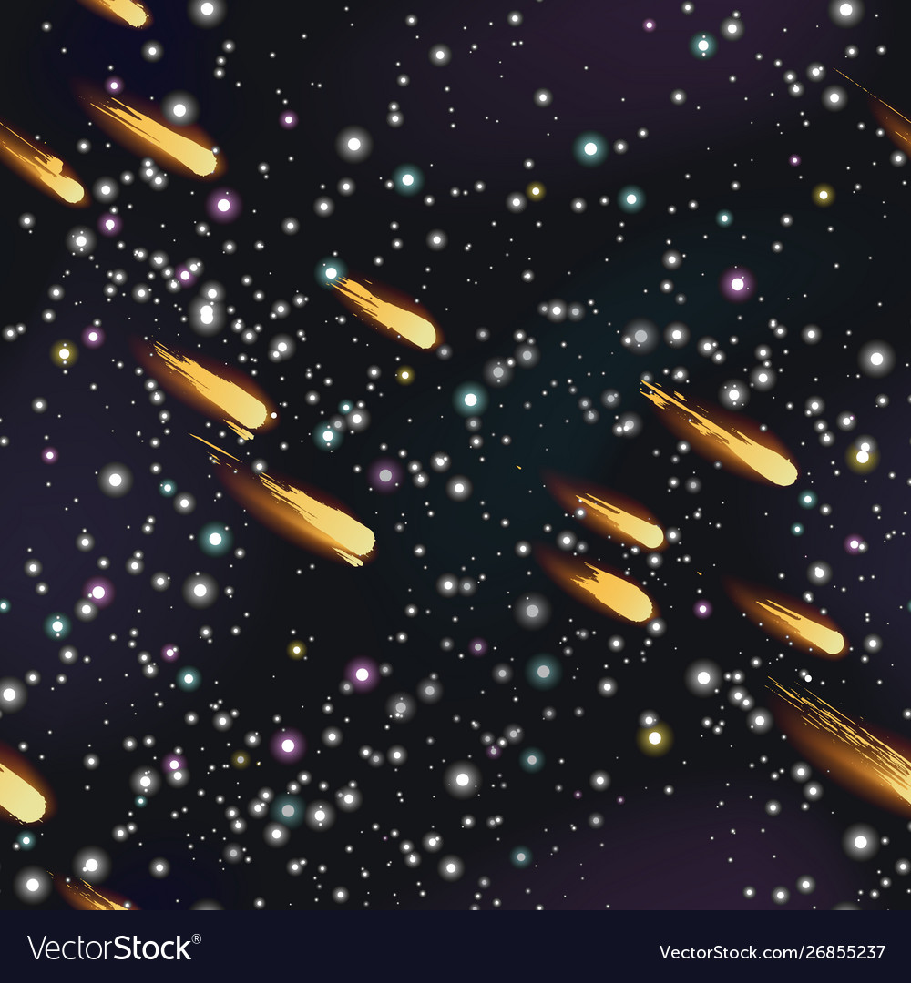Seamless pattern for space design with comets Vector Image