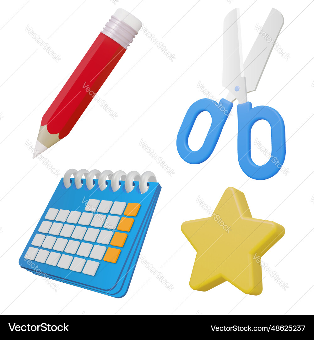 Set of realistic 3d icon scissors with handles Vector Image