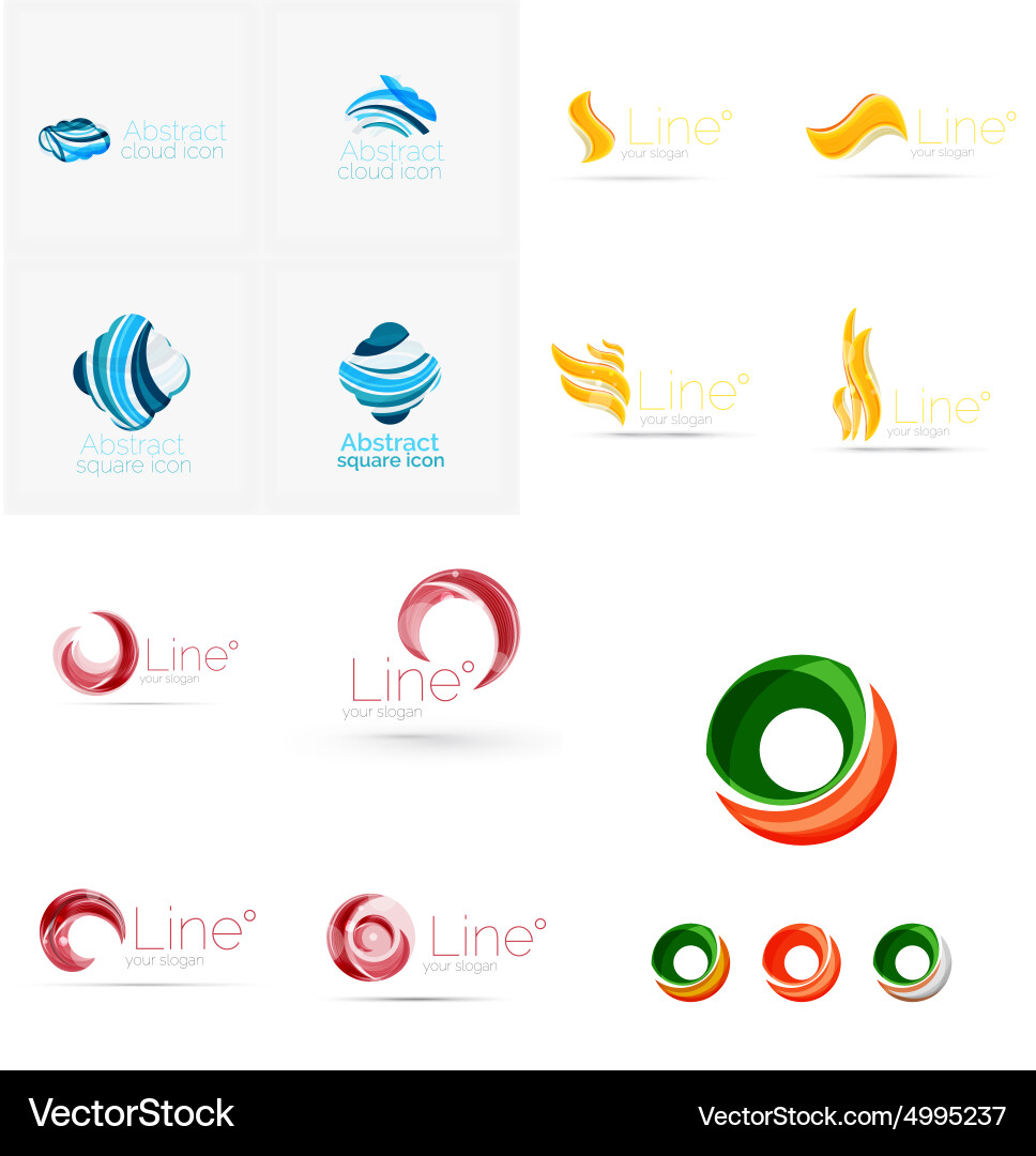Set swirl wave lines circle logo icons Royalty Free Vector