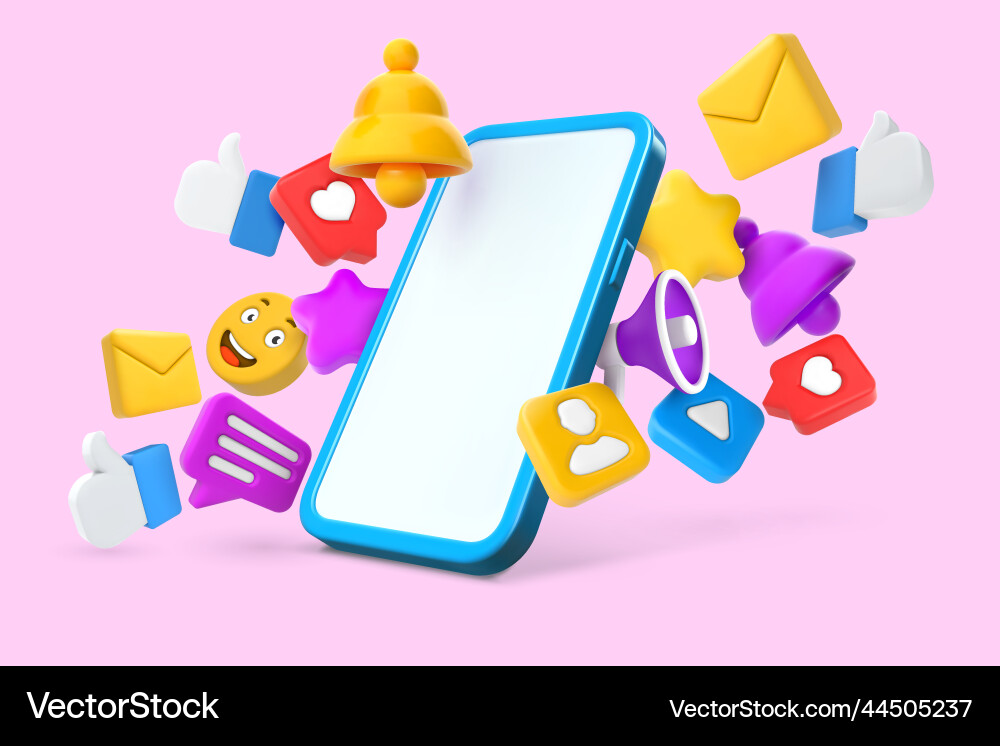 Social media smartphone mockup online Royalty Free Vector