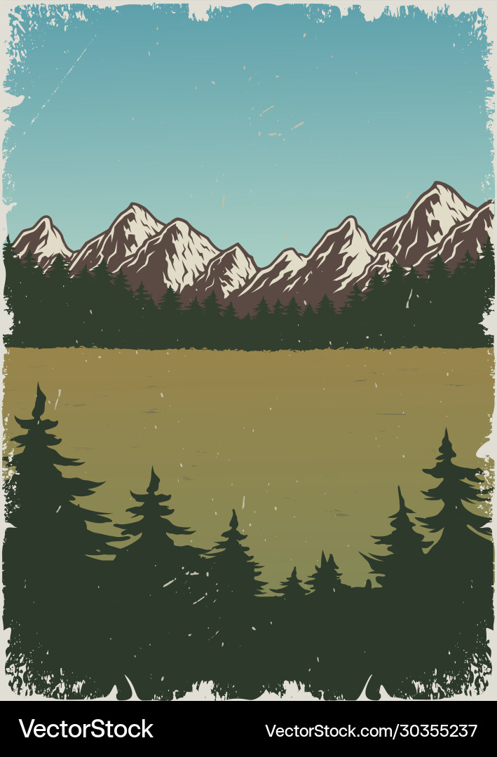 Summer nature landscape vintage poster Royalty Free Vector