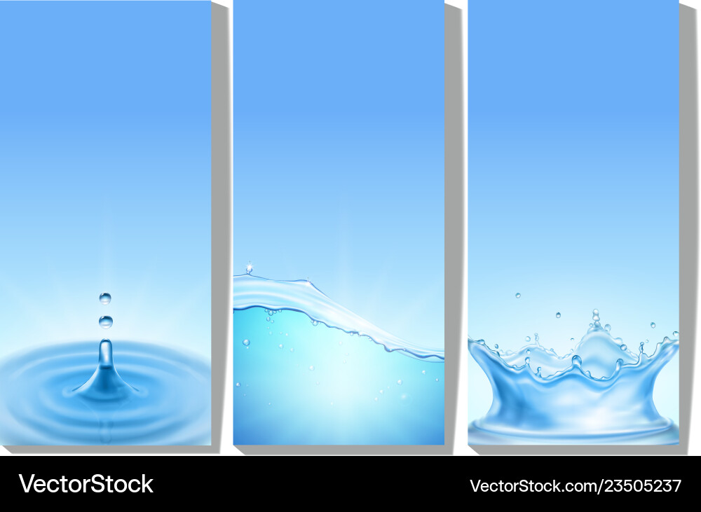 Vetical transparent water wave banners Royalty Free Vector