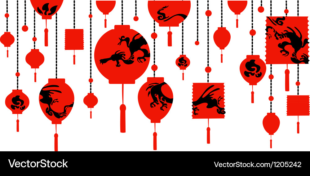 441 asia lamp silhouette3 Royalty Free Vector Image