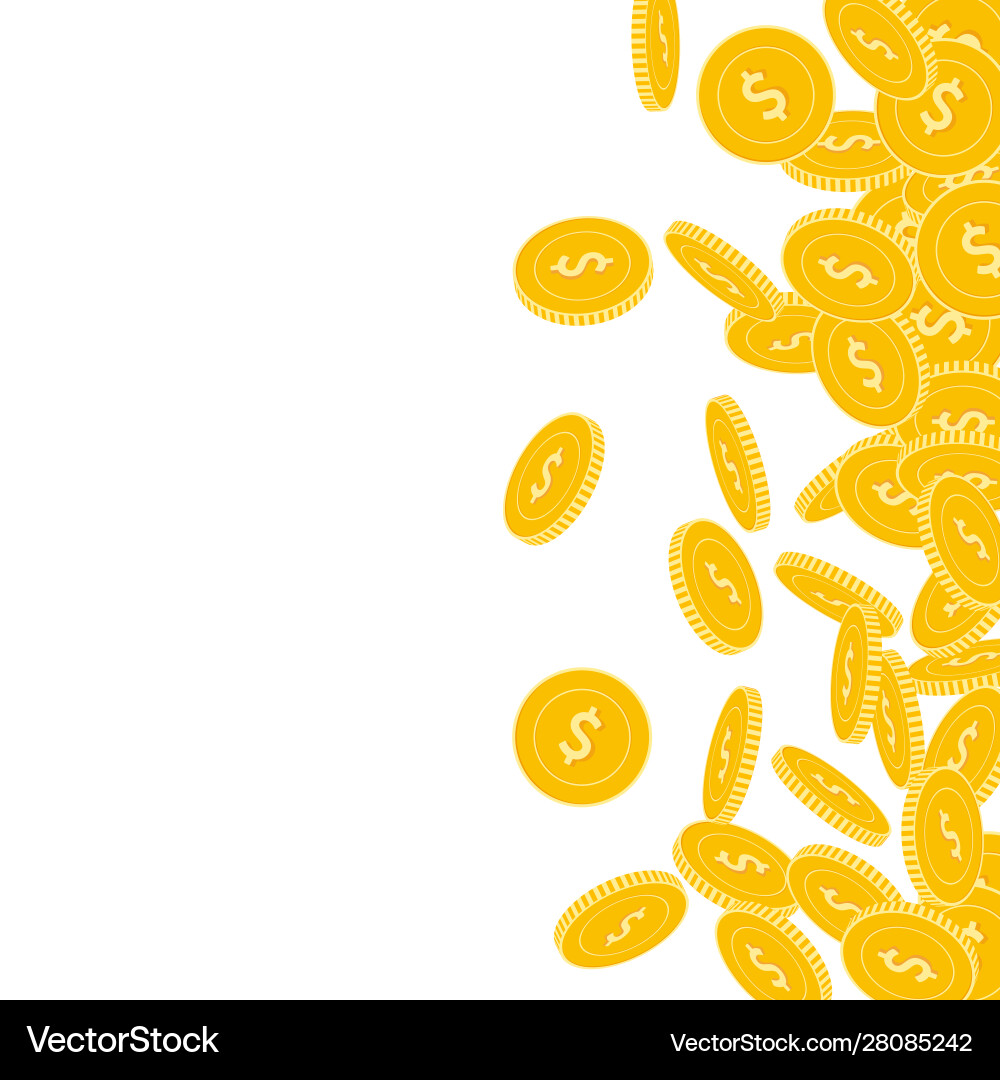 American dollar coins falling scattered big usd c Vector Image