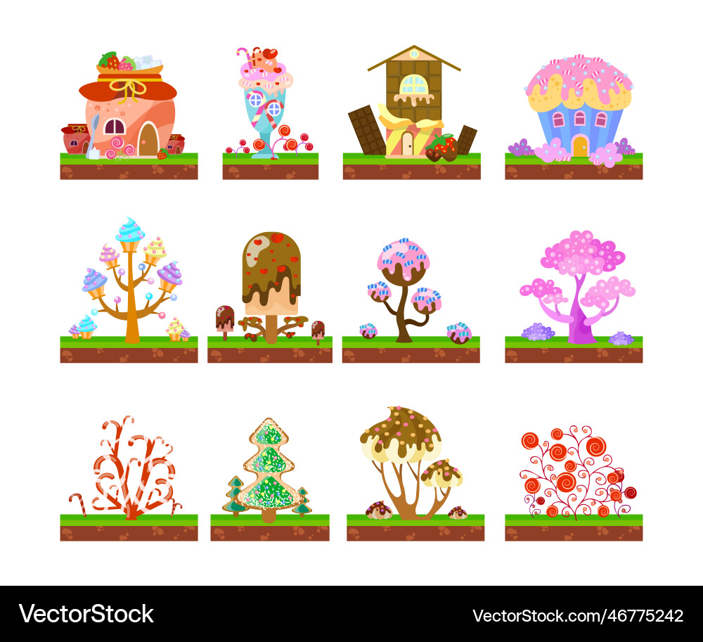 Candy or cookie fantasy houses Royalty Free Vector Image