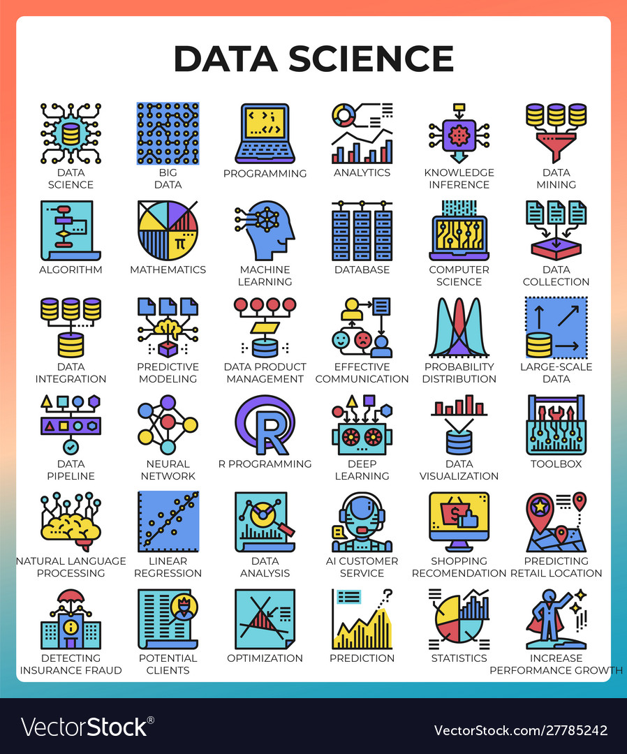 Data science icons Royalty Free Vector Image - VectorStock