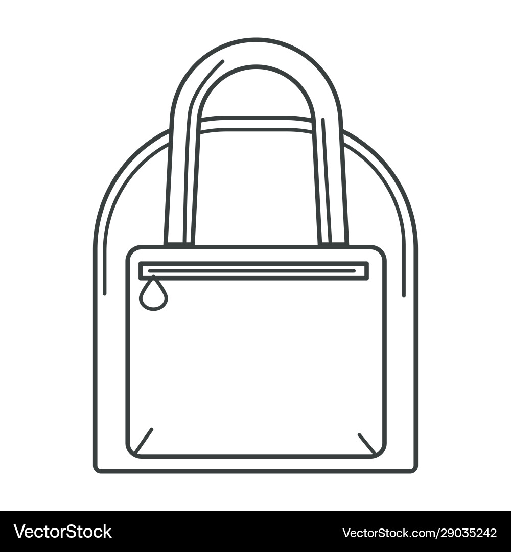 Hand bag with handle and zipper pocket linear icon