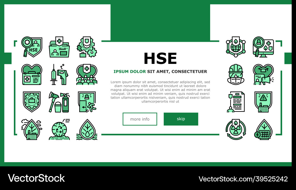 Health safety environment hse landing header Vector Image