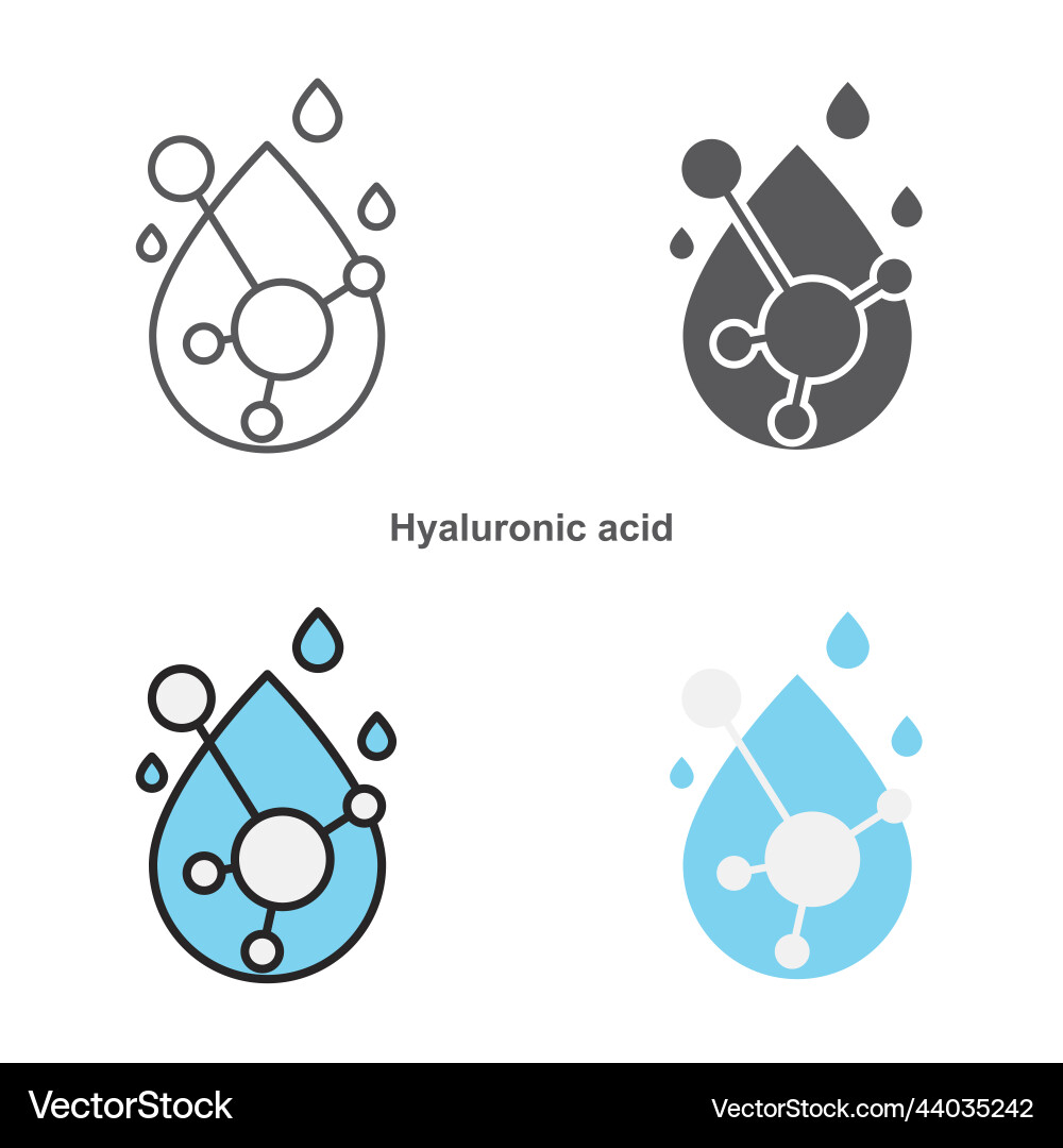 Hyaluronic acid icon set on white background Vector Image