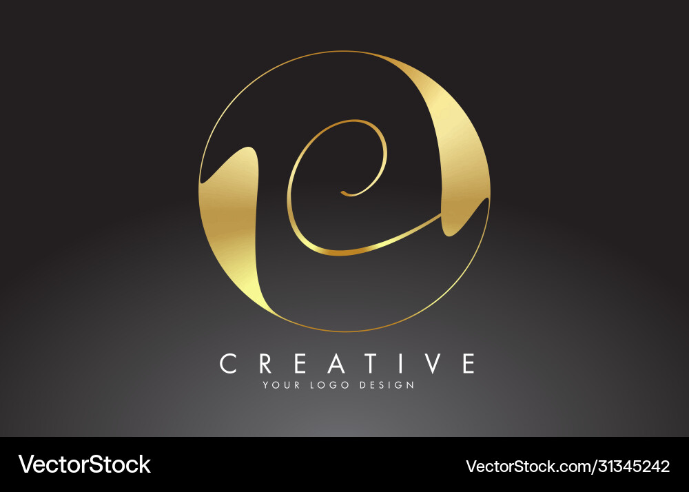 Initial c handwritten letter logo with golden Vector Image