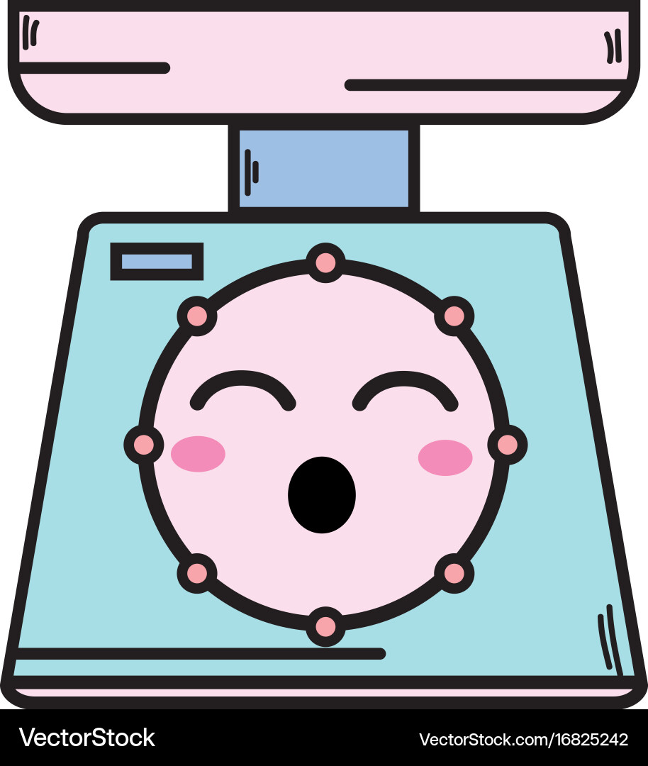Kawaii cute funny weight machine Royalty Free Vector Image