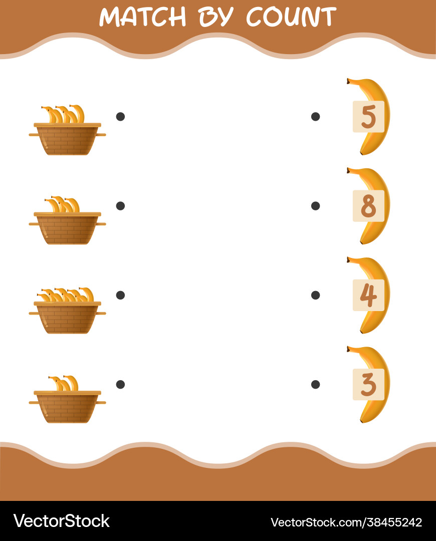 Match count cartoon banana Royalty Free Vector Image