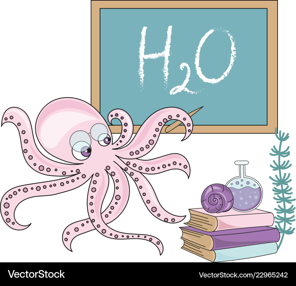 Octopus school autumn sea Royalty Free Vector Image