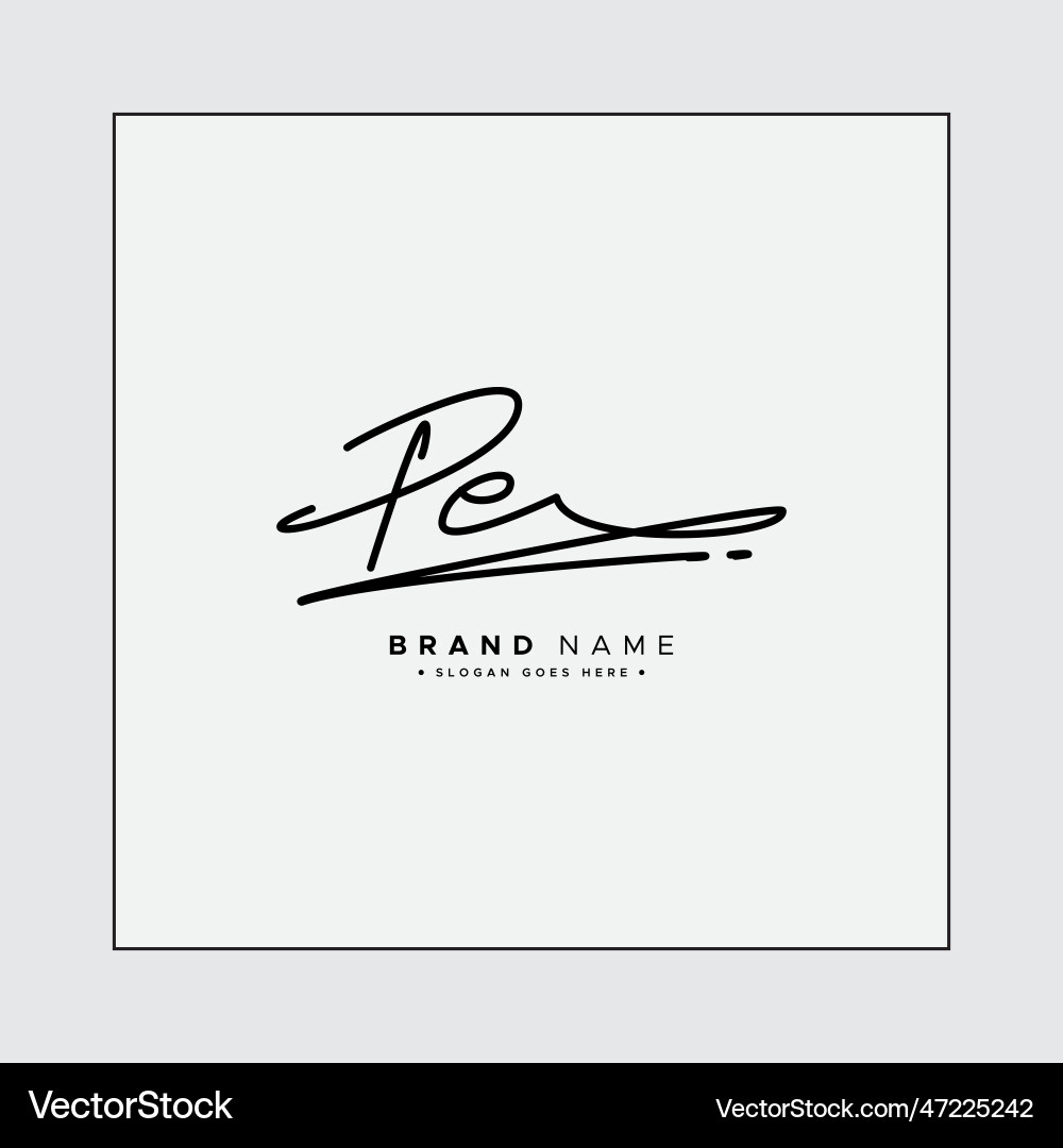 Pe handwritten signature logo - template Vector Image