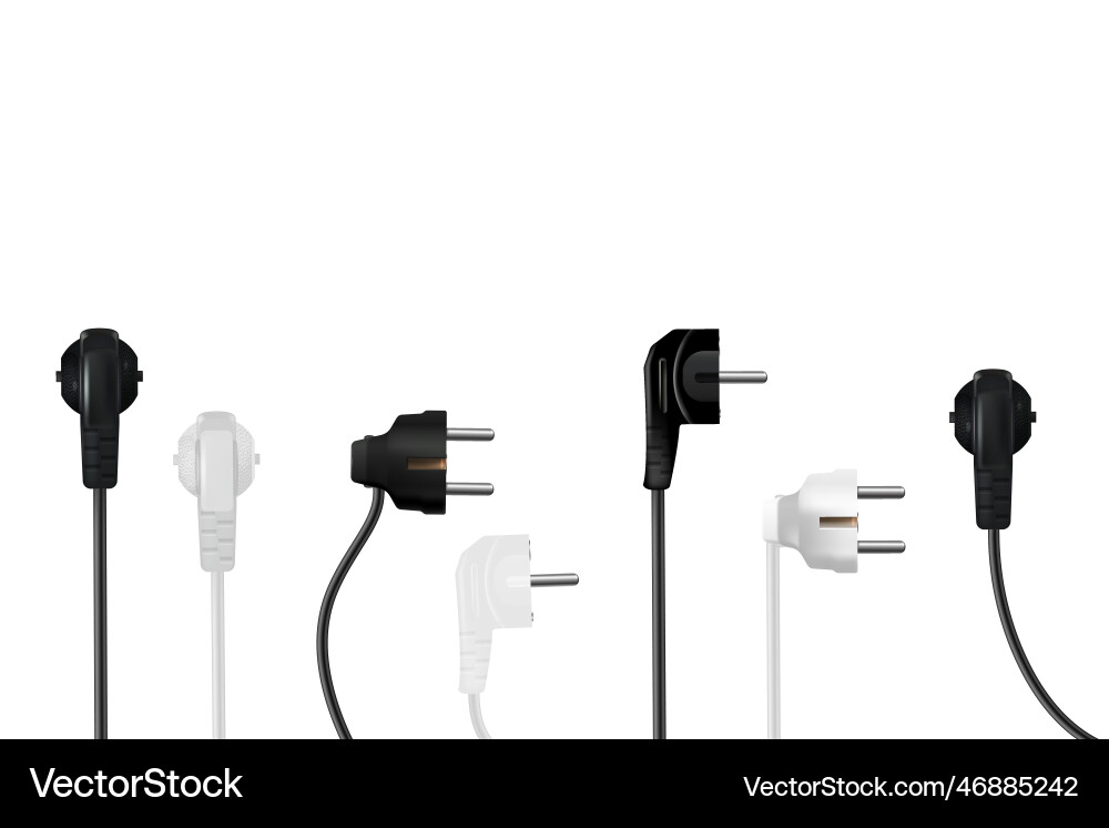 Realistic set of power plugs in different Vector Image