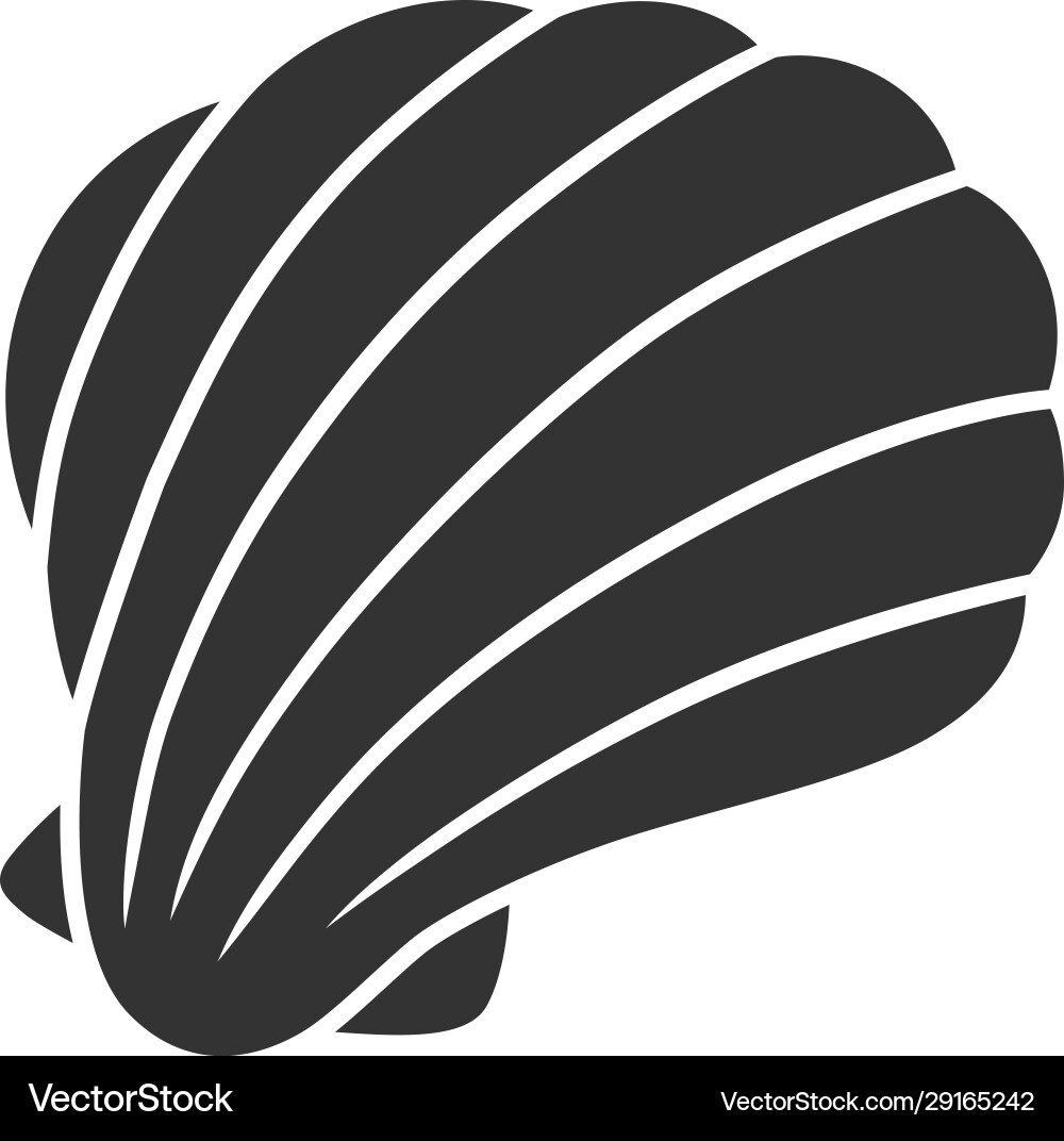 Sea shell glyph icon marine mollusk Royalty Free Vector