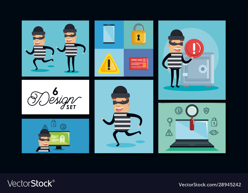 Security system frames set design Royalty Free Vector Image