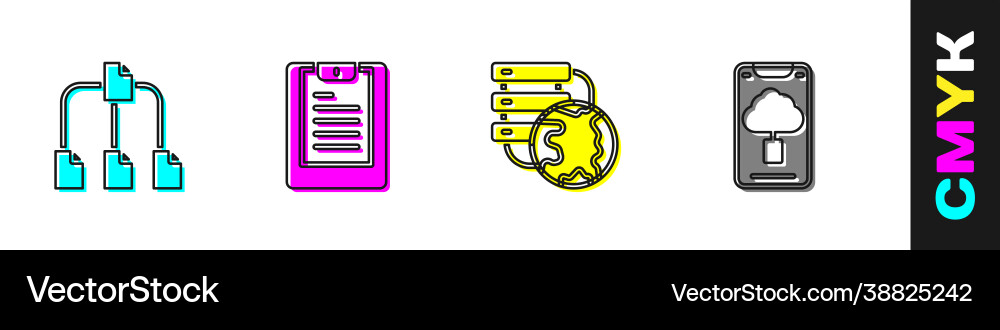 Set Folder Tree Server Data Report Network Vector Image 2455