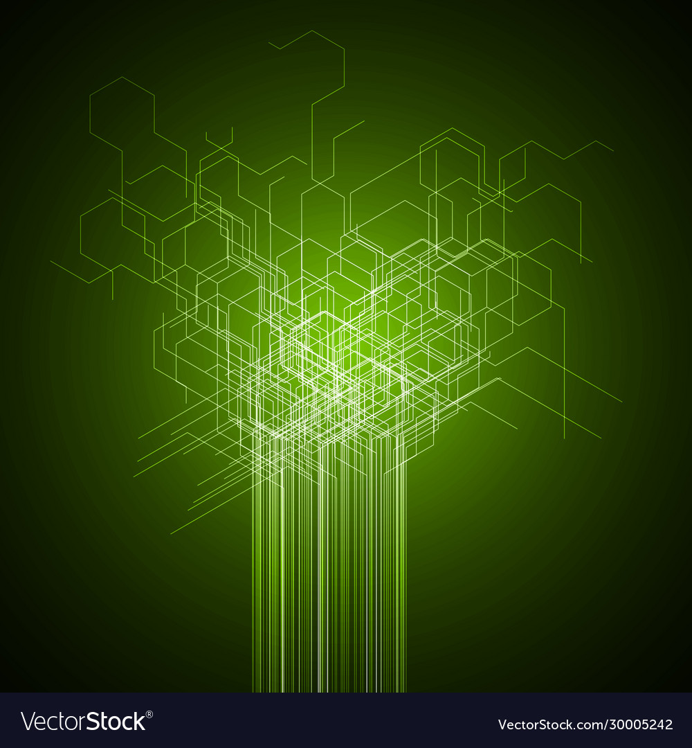 Technology abstract lines green version Royalty Free Vector