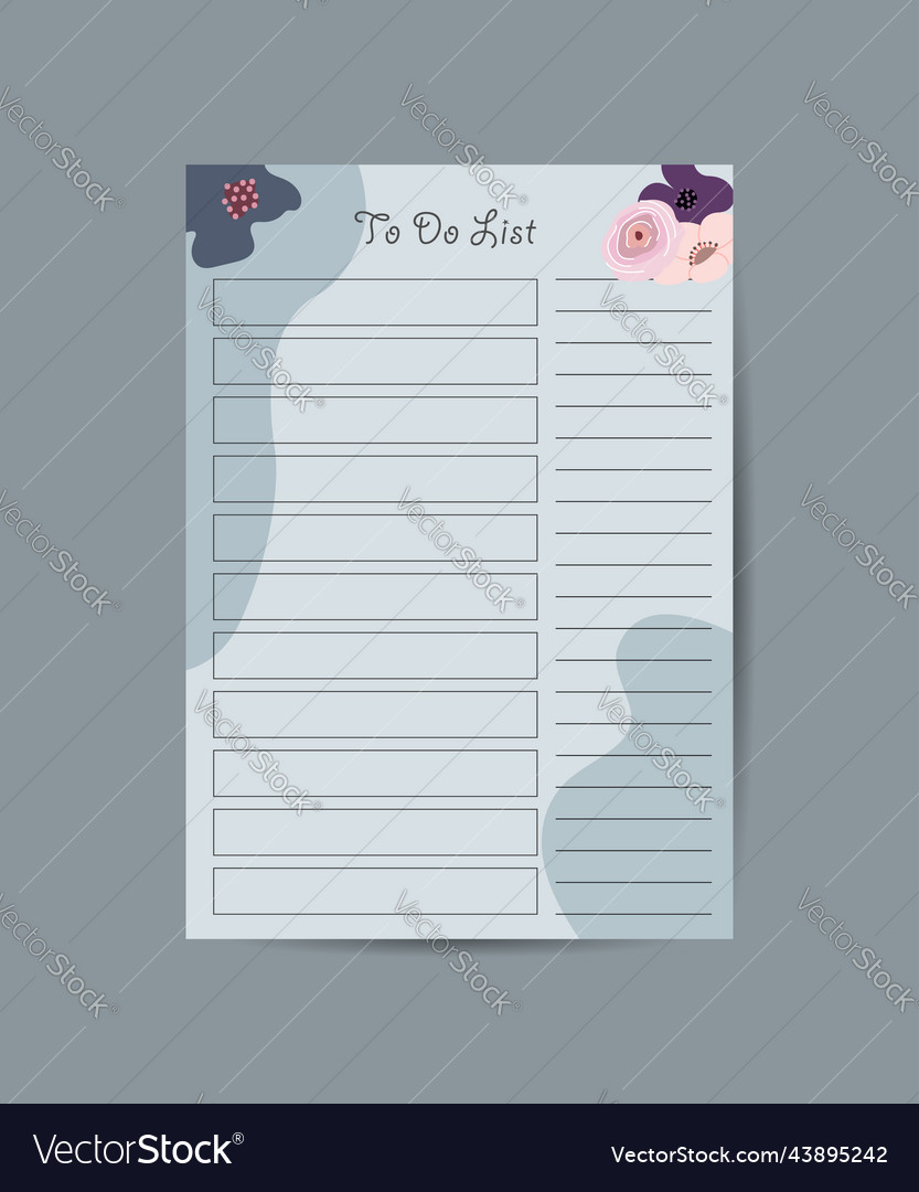 To do list on blue background with flowers Vector Image