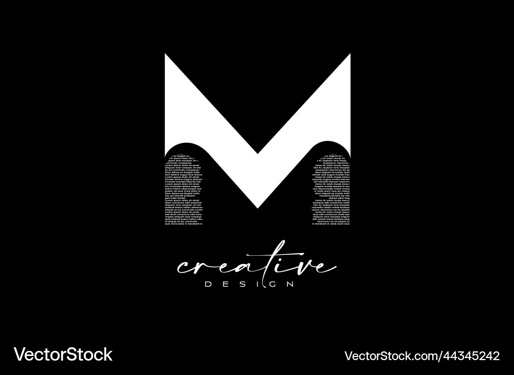 White m letter logo design with creative letter m Vector Image